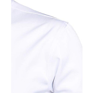 ZEROYAA Mens Hipster Solid Slim Fit Long Sleeve Mandarin Collar Dress Shirts ZLCL08 White Black Medium