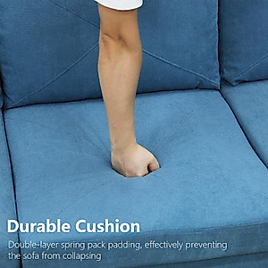 SIENWIEY Velvet Convertible Sectional Sofa，Fabric Combination Sectional Couch L Shaped Sofa 4 Pieces for Living Room Furniture Apartment Living Room,Blue