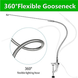 lishumei USB LED Desk Lamp, Adjustable Clip On LED Nail Lamp Light Eye Care Gooseneck 360° Swivel with Switch LED Clamp Light for Manicure Reading Tattoo