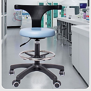 SFKLYU Rolling Stool Dental Chair Assistant Stool 360° Rotation Armrest PU Leather Dental Stool for Office Dentist Shop Lab and Home Use,44~58cm