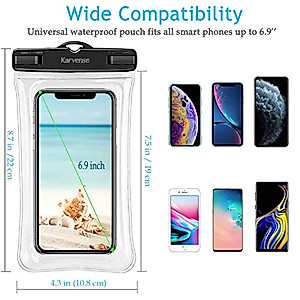 Karvense Waterproof Phone Pouch Case Floating, Waterproof Cell Phone Lanyard Bag/Holder for iPhone, Samsung Galaxy, Pixel, Universal Dry Bag for Vacation, Beach, Shower, Kayaking, Snorkeling- 4 Pack