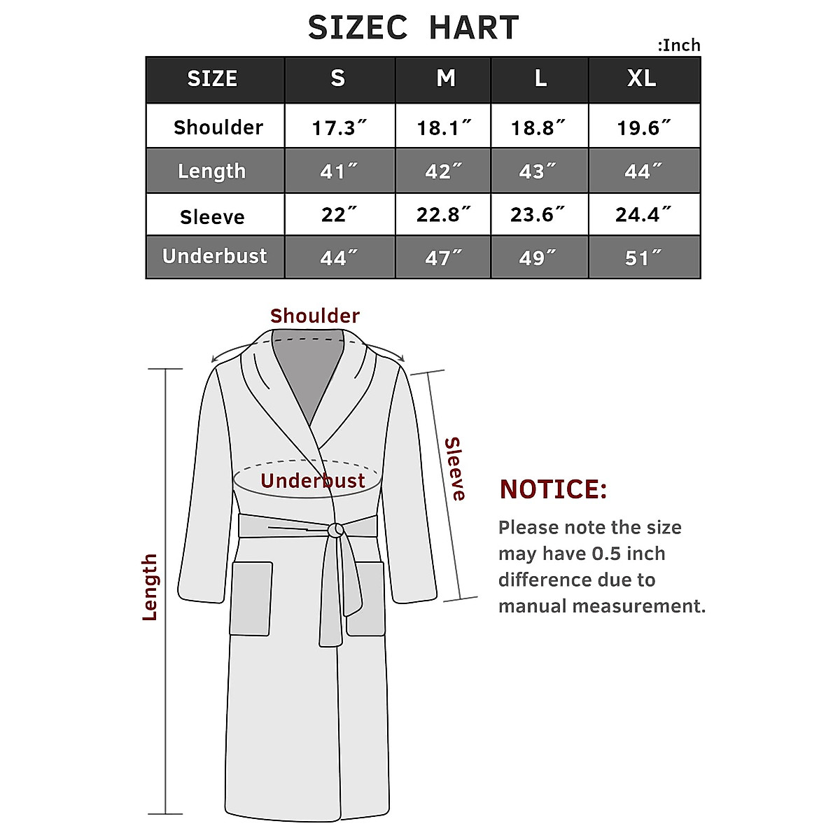 Orrpally Women Kimono Robes Lightweight Terry Cloth Bathrobe Knee Length Bath Robe Grey L