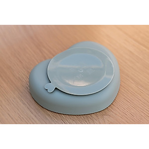 Spoondrift 100% Food Grade Silicone Suction Heart Plate | For Babies And Toddlers, BPA FREE, Diswasher Safe & Microwave Safe - Choose From 6 Colors (Sage)