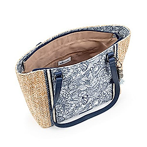 Sakroots Meadow Straw Tote, Navy Spirit Desert 2