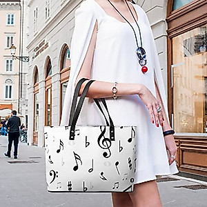 Womens Handbag Music Notes Pattern Leather Tote Bag Top Handle Satchel Bags For Lady