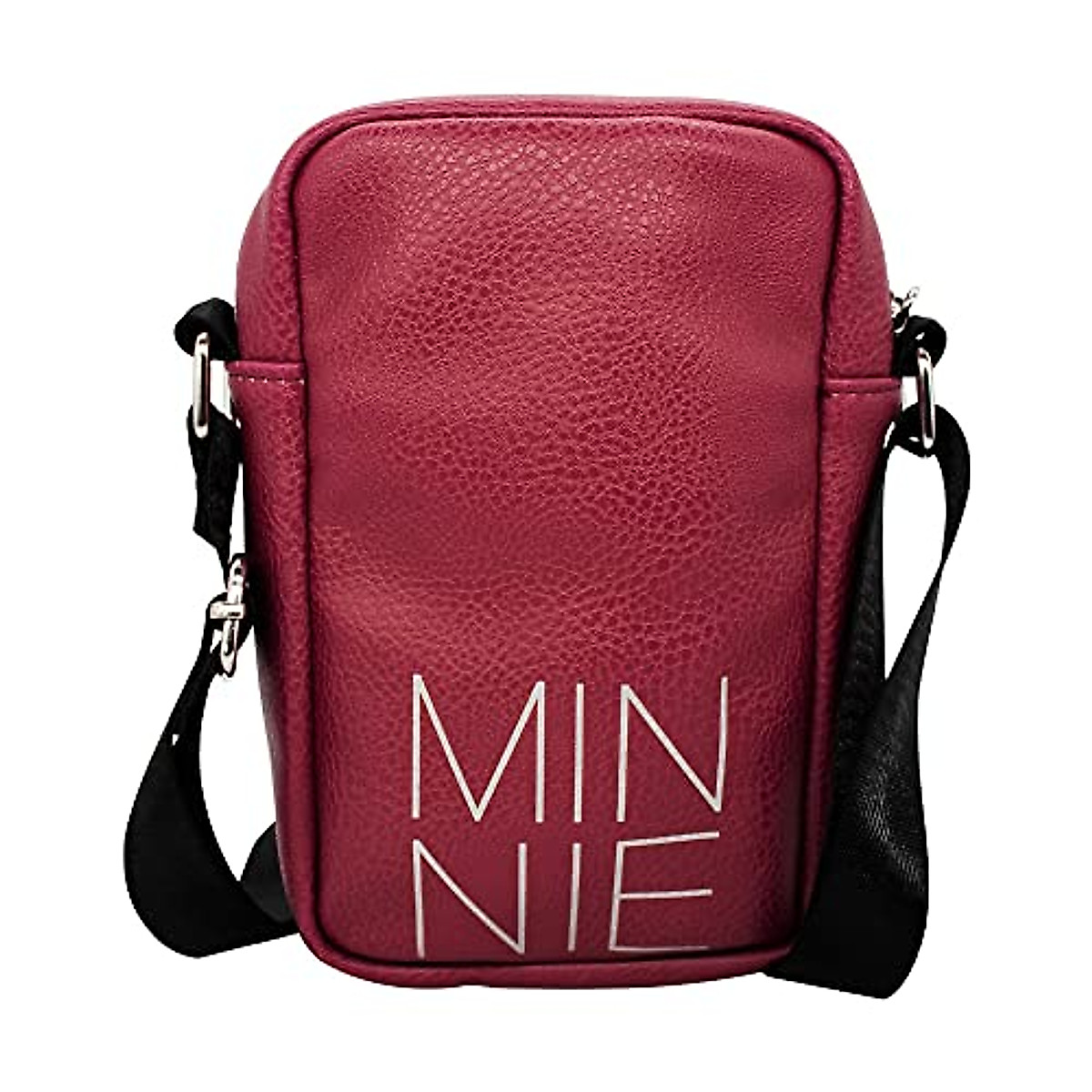 Buckle Down Disney Bag, Cross Body, Minnie Mouse Winking Face Close Up and Text, Red, Vegan Leather