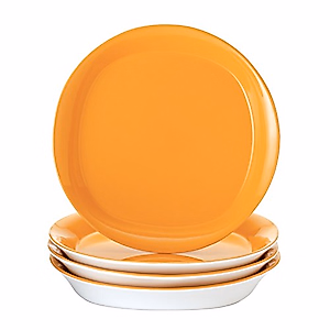Rachael Ray Dinnerware Round and Square 4-Piece Stoneware Salad Plate Set, Yellow