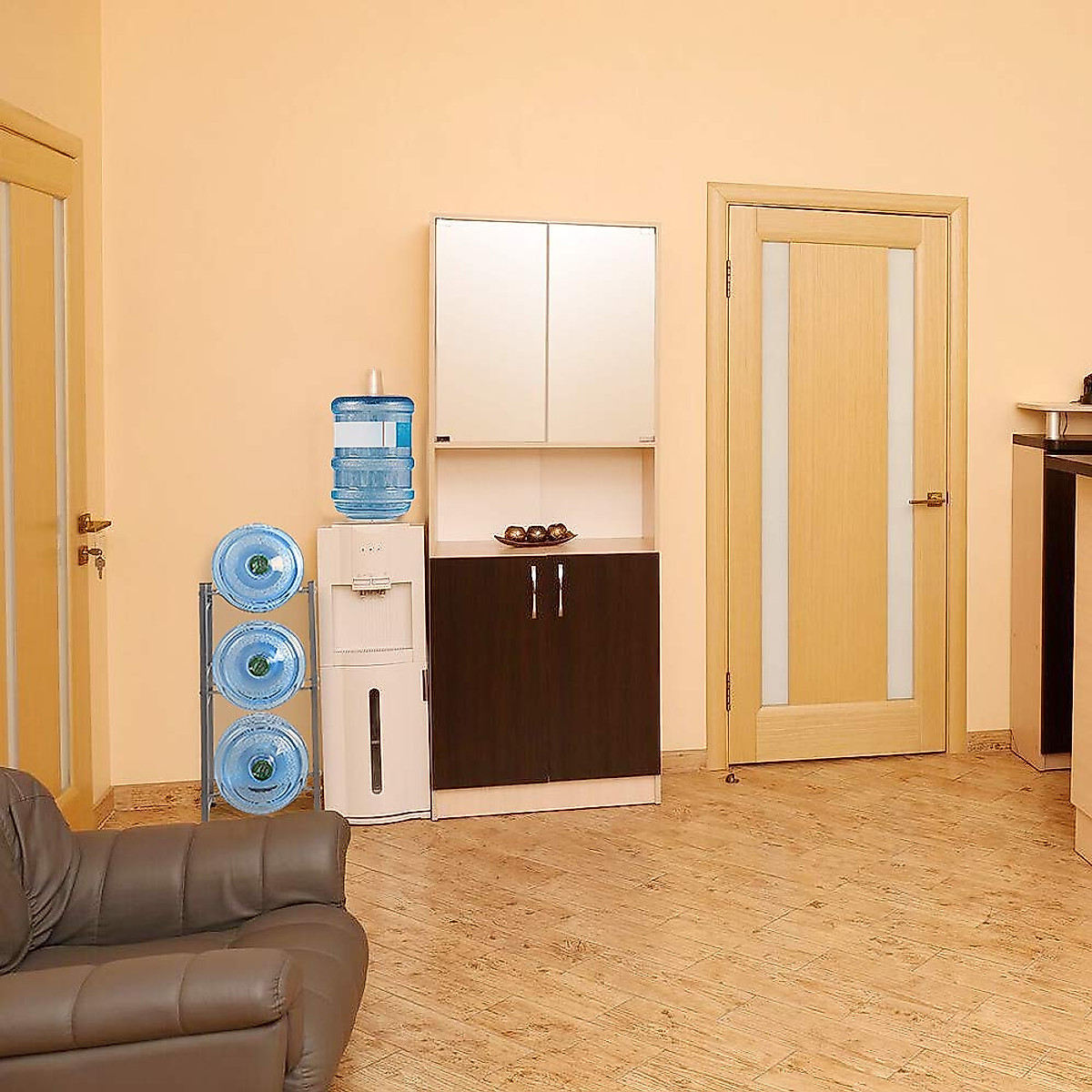 LIANTRAL Water Cooler Jug Rack, 5 Gallon Water Jug Holder Water Bottle Storage Rack, 5 gallon water jug stand, 3 Tiers, Silver