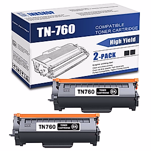 TN760 Compatible TN-760 Black High Yield Toner Cartridge Replacement for Brother TN-760 DCP-L2550DW MFC-L2710DW HL-L2350DW HL-L2370DW HL-L2390DW Toner.(2 Pack)