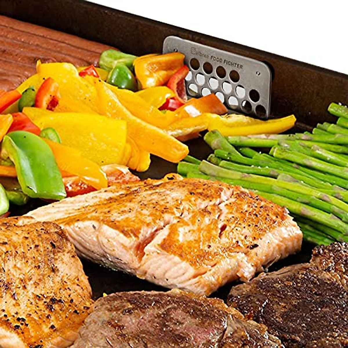 Salbree Food Fighter Mesh Screen Grease Gate Blocks Food from Falling into Rear Grease Trap Cup Tray & Compatible with All Blackstone Griddle Accessories Goalie, Universal Fit All Black Stone Grills