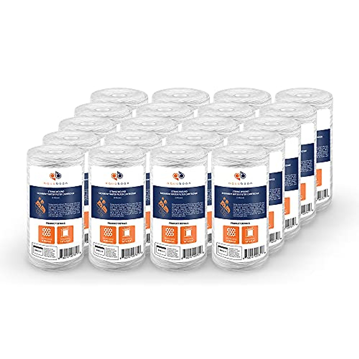 Aquaboon 5 Micron 10" x 4.5" String Wound Sediment Water Filter Cartridge | Whole House Sediment Filtration | Compatible with 84637, WPX5BB97P, PC10, 355214-45, 355215-45, WP10BB97P WP5BB97P 20-Pack