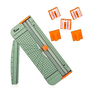 Firbon Morandi A4 Paper Cutter Bundle with 5Pcs Refill Blades, 12 Inch Paper Trimmer with Side Ruler for Scrapbooking, Craft, Coupon, Label, Cardstock