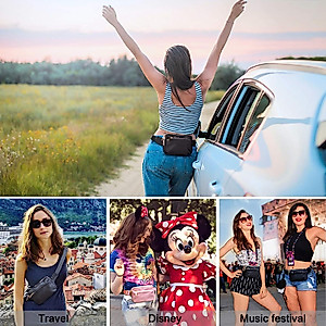 ZORFIN Fanny Packs for Women Men: Crossbody Belt Bag with Adjustable Strap - Fashion Waist Packs for Workout Running Traveling Hiking Black