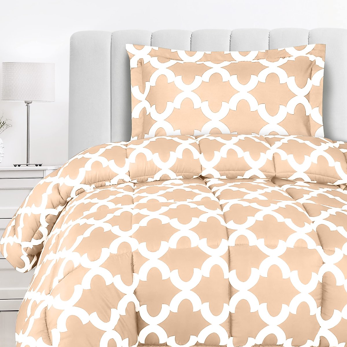 Utopia Bedding - Comforter Set with 1 Pillow Sham - 2 Pieces Bedding Comforter Sets - Down Alternative Comforter - Soft and Comfortable - Machine Washable, Beige, Twin