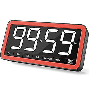 VOCOO Digital Kitchen Timer with 7.8” Extra Large Display, Magnetic LED Timer with 3 Brightness, 4 Alarms and 3 Volume Levels, Battery Powered Countdown Count Up Timer for Cooking, Classroom, Home Gym