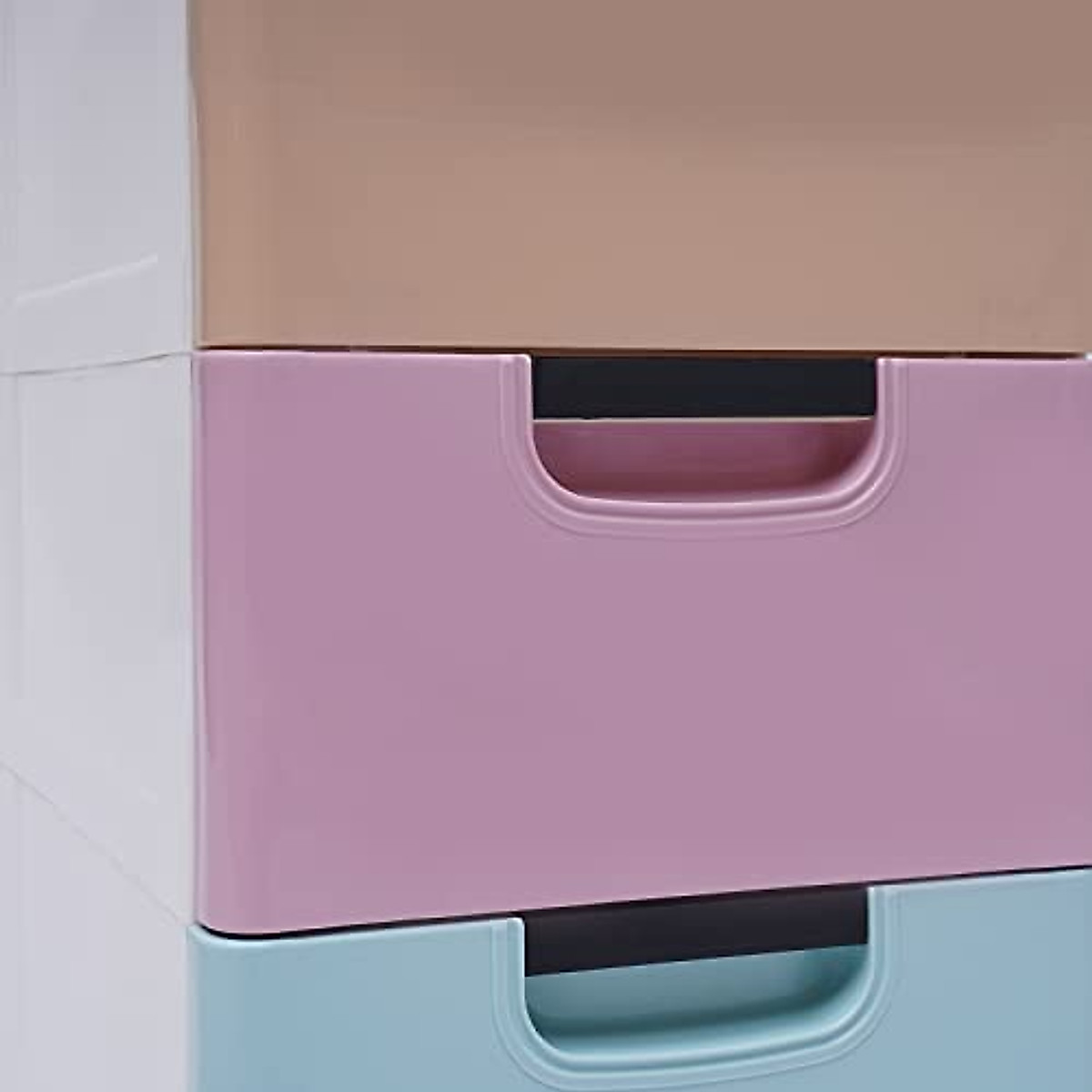 Gdrasuya10 Plastic Storage Cabinet with Wheels, 5 Drawers 33 Inch Tall Kids' Dresser Organizer for Clothes, Children's Room Bedroom Furniture (Colorful)