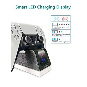 2H Fast Charging PS5 Controller Charger, Feaglo Spring Charging Station for Playstation 5 Dualsense Controllers, Charger Dock with LED Indicator