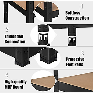 Giantex Storage Rack Shelving Unit Storage Shelf Steel Garage Utility Rack 5-Shelf Adjustable Shelves Heavy Duty Display Stand for Books, Kitchenware, Tools Bolt-Free Assembly 36"x 16"x 72” (1)