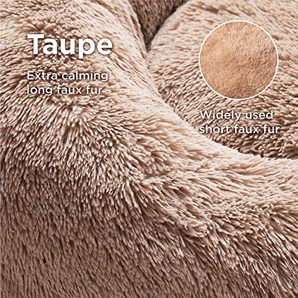 Bedsure Calming Dog Bed for Small Dogs - Donut Washable Small Pet Bed, 23 inches Anti Anxiety Round Fluffy Plush Faux Fur Large Cat Bed, Fits up to 25 lbs Pets, Camel