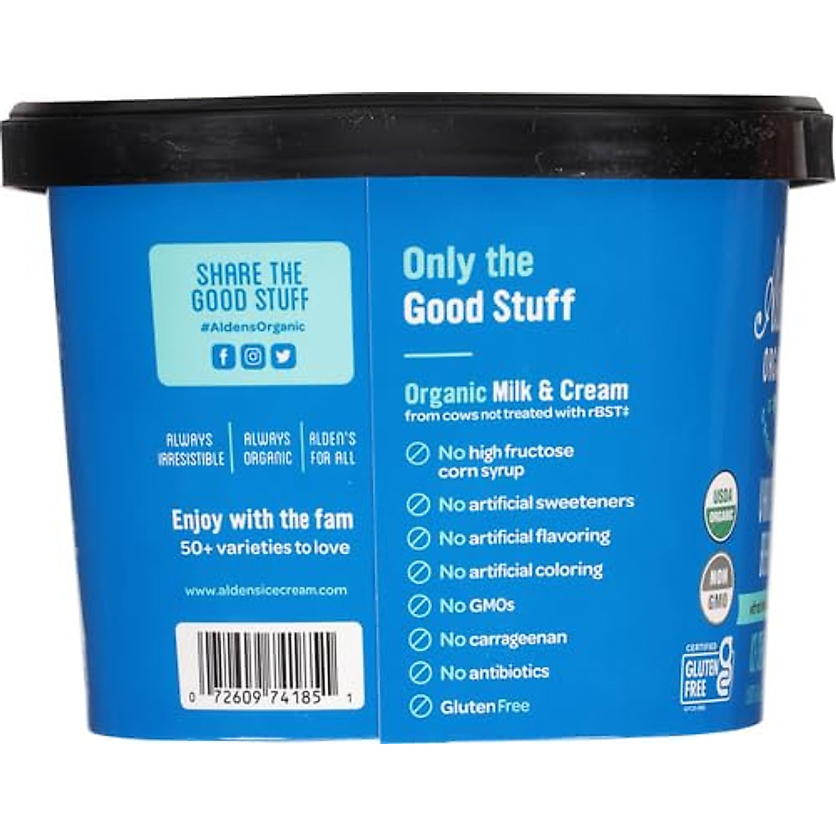 Alden's, Organic Vanilla Bean Ice Cream, 48 oz (Frozen)