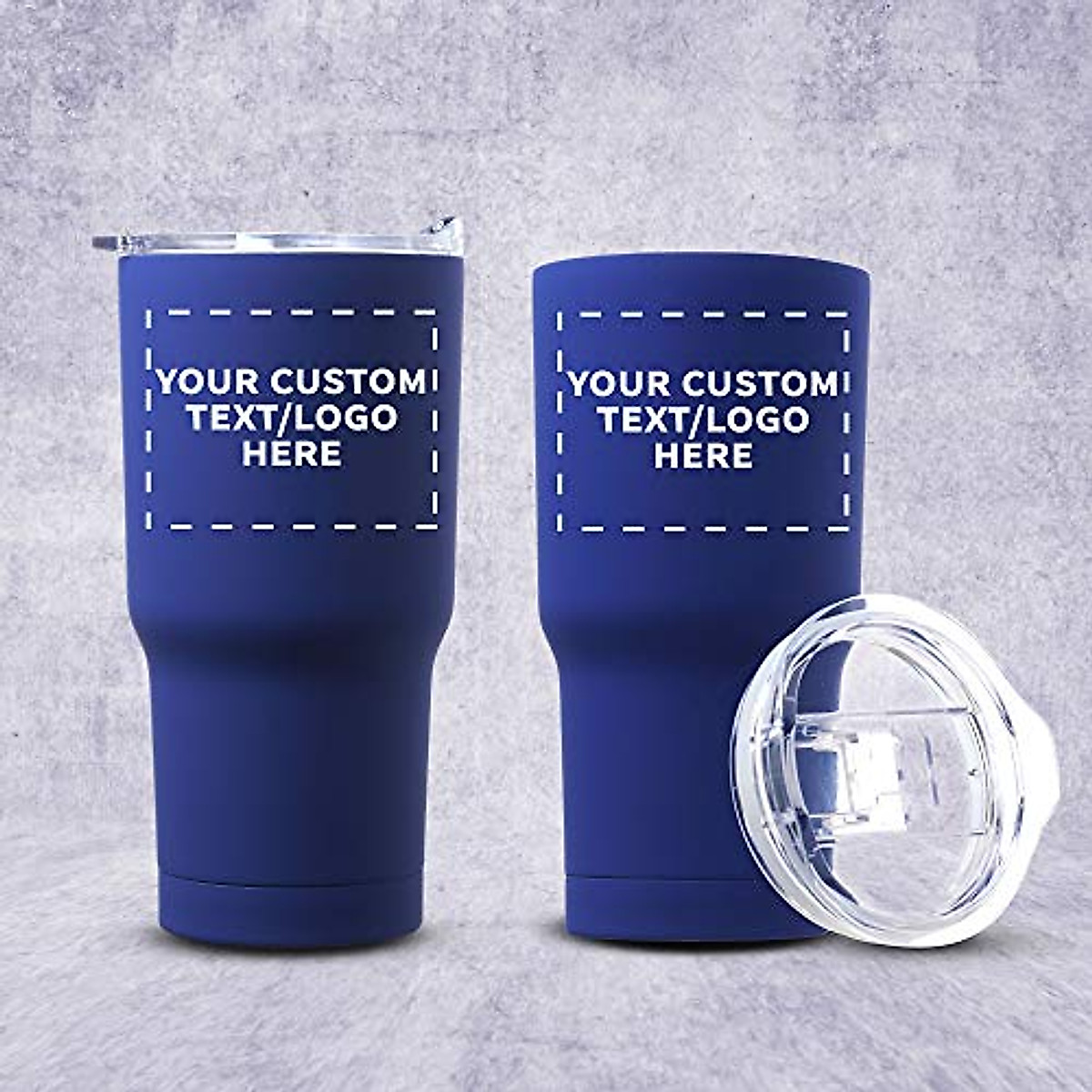 Personalized 17 oz. Rubberized Stainless Steel Travel Mugs - 6 Pack - Custom Text, Logo - Blue