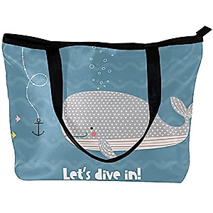 Tote Bag Women Satchel Bag Handbag Stylish Tote Handbag for Women Hobo Bag Fashion Crossbody Bag, Cartoon Sea Animal Whale Anchor