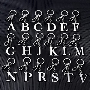 Hongeely Initial Letter Key chain Silver for Men Women Bright 304 Stainless Steel Alphabet Keychain Ring for Girls Boys (Silver letter A)