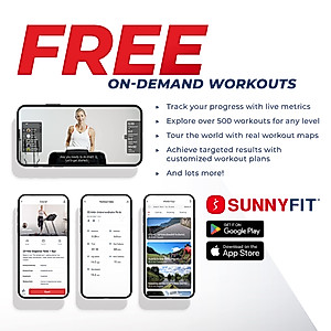 Sunny Health & Fitness Interactive Slim Folding Treadmill with Advanced Brushless Technology, Enhanced Stabilization & Exclusive SunnyFit® App Enhanced Bluetooth Connectivity - SF-T722021