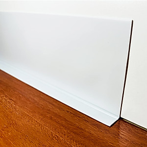 ZEYUE Flexible Vinyl Wall Base,Baseboard Molding Trim,Flooring Trim,Wall Cove Base,New Double Crease Design for Easier Installation. 3.15incn H ×19.7 ft L(White)