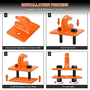 AUTOBOTS 3/8" Tractor Bucket Grab Hook (2 Pack), 15,000lbs Break Strength Grab Hooks with Grade 70 Forged Steel Bolt Compatible for John-Deere Truck UTV ATV Tractor Bucket(Orange)