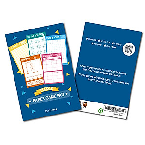 GRANDLMOON 5 Portable Travel Game Activities Pad On The Go Plane Trip Pen Pencil and Paper Game for Kids 6 x 9-inches (75 Sheets)