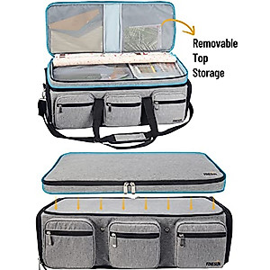 FINESUN Detachable Double Layer Die-Cut Machine Carrying Case for Cricut Explore Air & Maker, 2in1 Cricut Storage Bag with Dust Cover, Gray