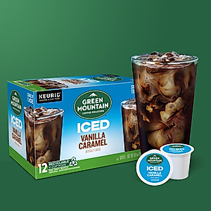 Green Mountain Coffee Roasters ICED Vanilla Caramel, Single Serve Keurig K-Cup Pods, Flavored Iced Coffee, 12 Count(Pack of 6)