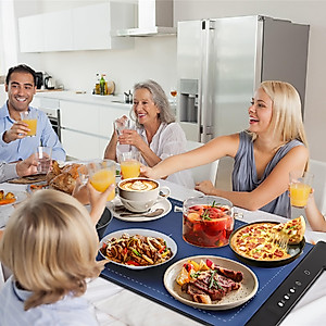 Food Warming Mat: Silicone Electric Warming Tray, Food Warmers for Parties Buffet - Full Surface Heating, 3 Temperature Settings, Foldable, Food Heating Mat for Gatherings, Family, Everyday Use