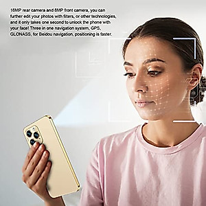 Unlocked Smartphones, I14 Pro Max Android 11, 128GB Unlocked Smart Phone 6.1inch HD Full Screen Phone Dual SIM Card Mobile Cellphones, Face ID Unlocked Cell Phone 4G with 4000mAh Large Battery(gold)