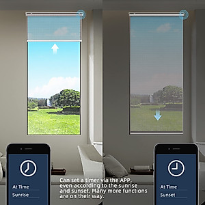 WEFFORT Motorized Shades 50% Blackout Smart Blinds Work with HomeKit Alexa Google Home Electric Blinds with Remote Control for Windows Shade for Smart Home, PVC FREE SUNSCREEN Stone