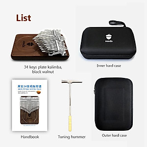 TREELF Seeds Kalimba 34 keys Thumb Piano Mbira Finger Piano Gift for Kids Adult Beginners Professional