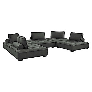 Modway Saunter, 5-Piece Sectional Sofa, Gray