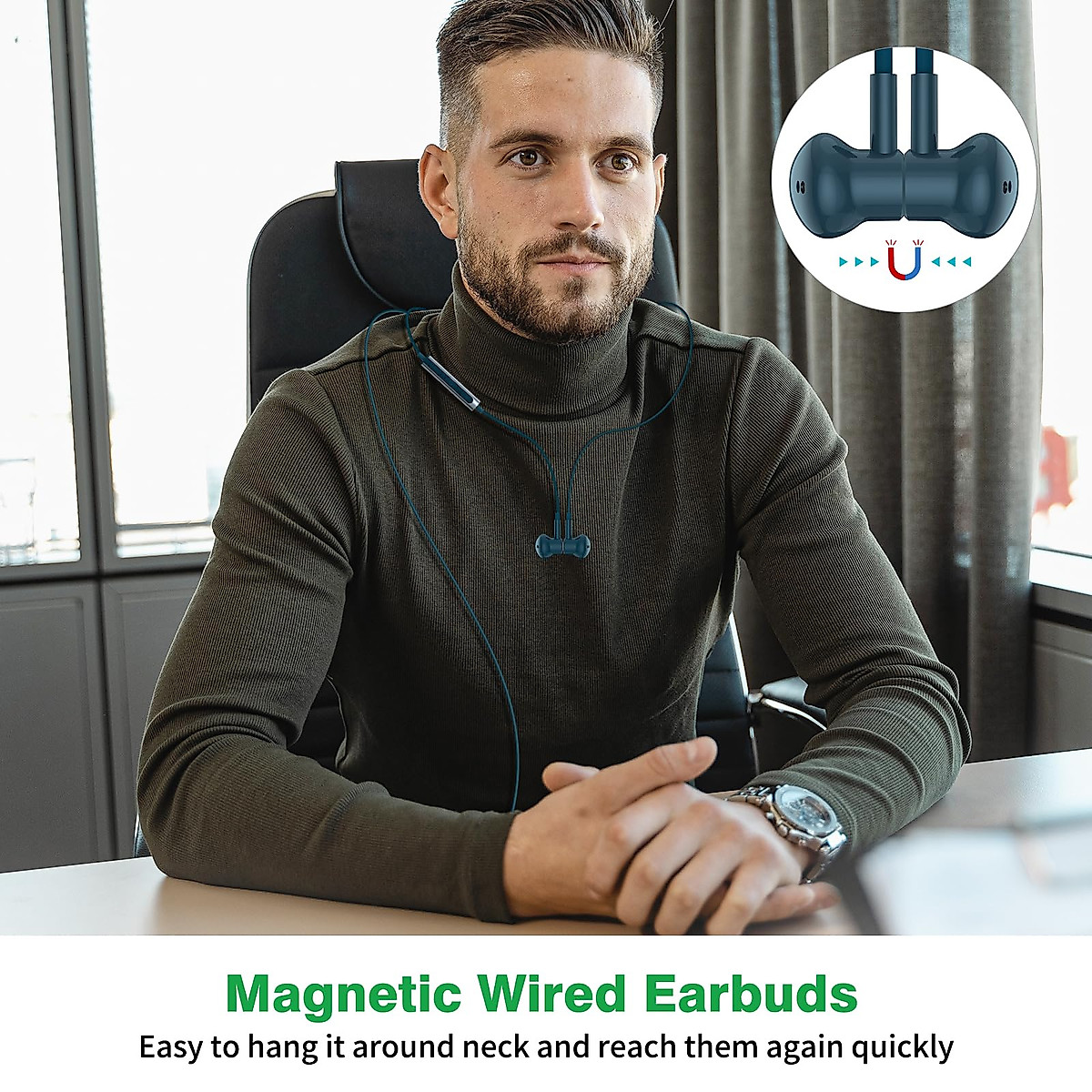 USB C Headphones Magnetic USB-C Wired Earbuds HiFi Stereo Type C Earphones Microphone Volume Control for iPhone 16 Pro 15 Plus iPad 10,Samsung Galaxy,Google Pixel,Motorola Edge/Razr,Oneplus,Lake-Blue