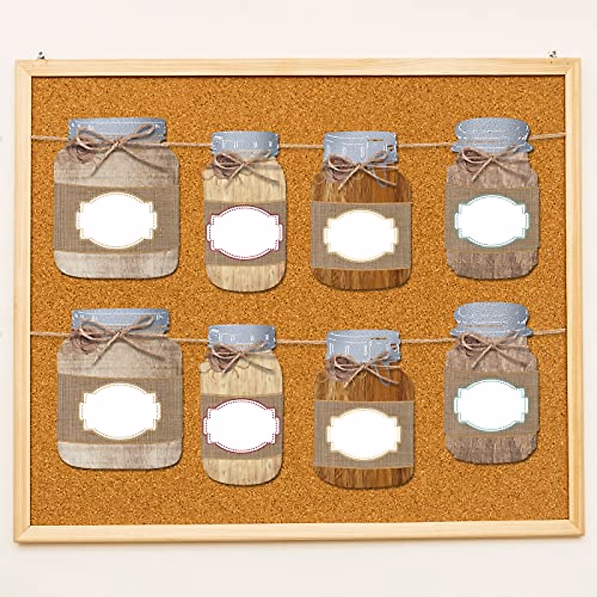 48 Pieces Mason Jar Farmhouse Name Tags Mason Jar Cutouts Paper Shabby Rustic Farm Classroom Decor for Bulletin Board School Wall Desks Student Teacher Cubby Classroom Decoration