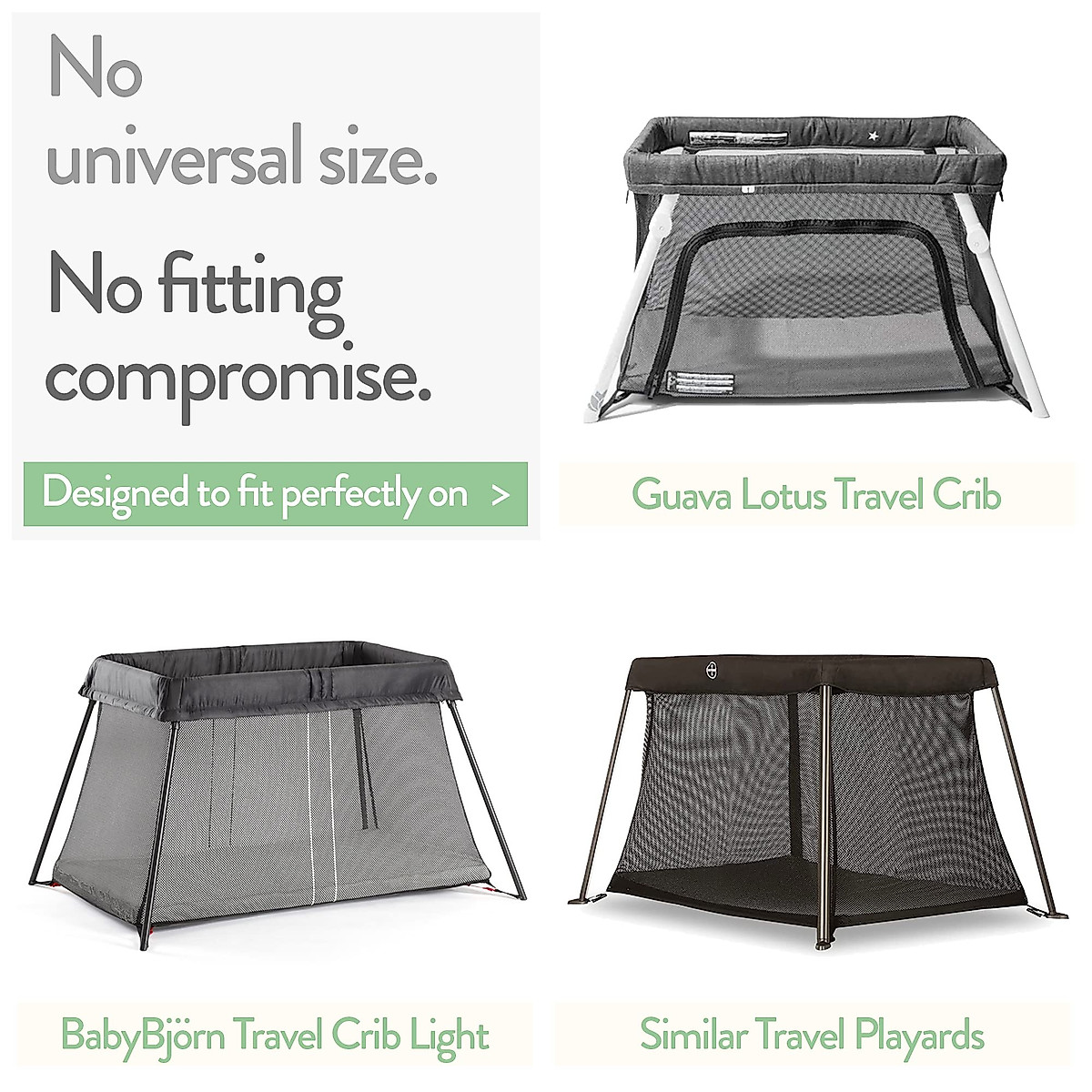 Travel Crib Fitted Sheets for Baby Bjorn, Guava Lotus Travel Crib and 24 x 42 Inch Travel Light Playard Mattress – Snuggly Soft 100% Jersey Cotton – 2 Pack