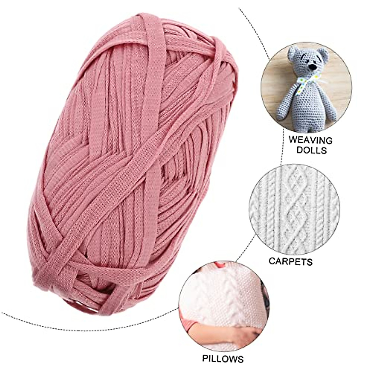 TEHAUX 1 Roll Flat line Wiring Yarn for Crochet DIY Crafts Crochet Yarn Crochet Knitting Yarn Flat Elastic Cord Chenille Yarn Ball Acrylic Macrame Rope Cotton Cord Handmade Knitting Rope