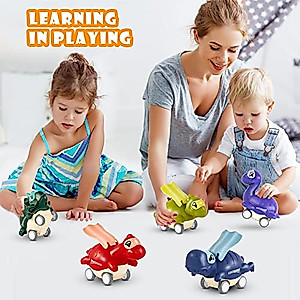 Dinosaur Toy Cars for Toddlers Boys Girls, Hoolicute 5 Pcs Dinosaur Toy Trucks, Press & Go Toys, Cloak Dino Cars Toddler Toys for 2 3 4 5 Year Old Baby Kids, Gift Toys Vehicles for Boys Girls