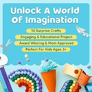 Mumaloo Craft Box for Kids - 10 Creative Arts and Crafts for Kids Ages 4-8, Fun, No Mess Educational Preschool & Homeschool Art Projects, Toddler Crafts Kit Supplies, 3 4 5 6 7 8 Year Old Girls & Boys