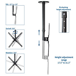 VIVO Manual Flat Ceiling TV Mount for 23 to 55 inch Screens with Universal Sound Bar Bracket, TV and Soundbar Mount Combo, Mount-KIT-VCSB2