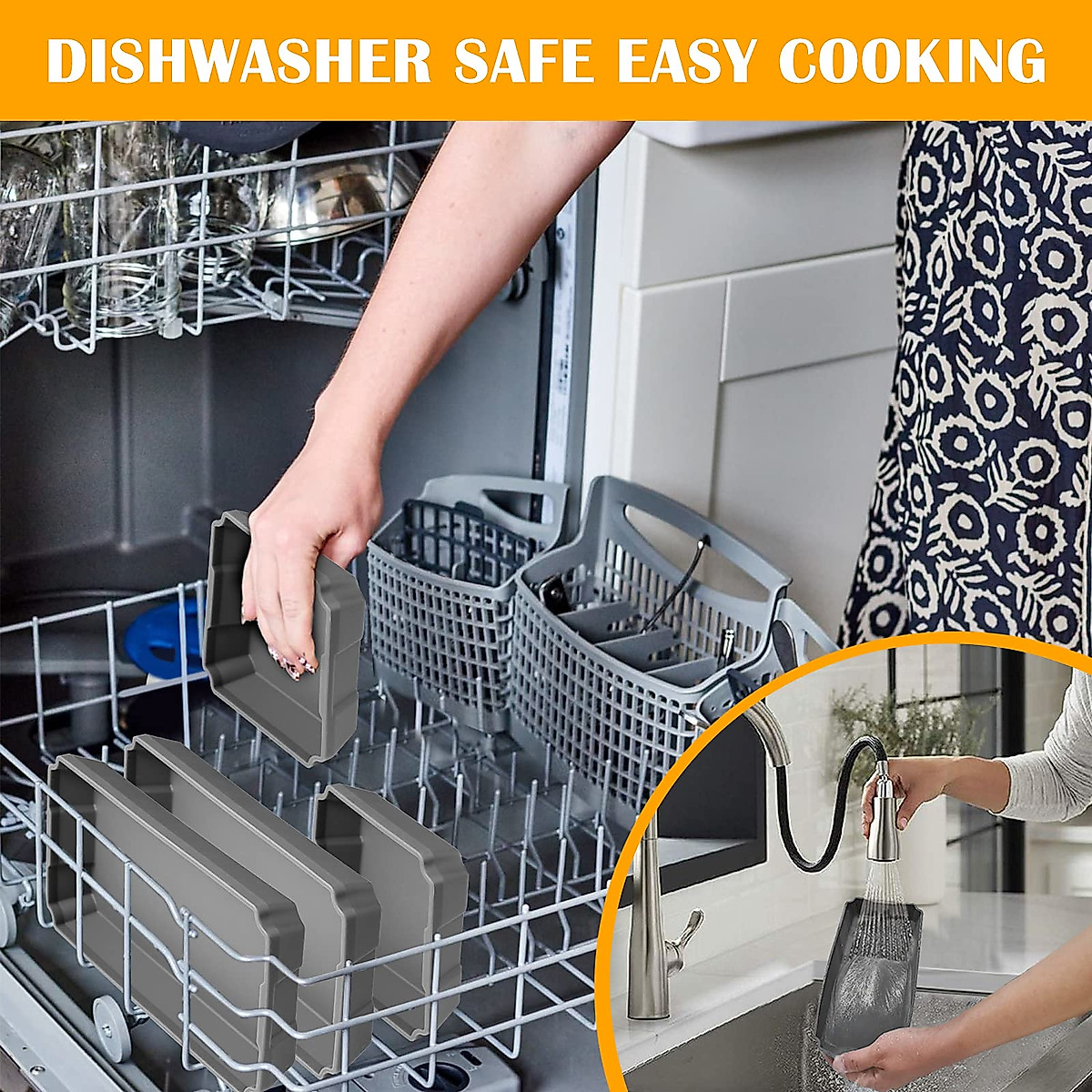 Silicone Sheet Pan Set, XOMOO 2023 puls size 4PCS Nonstick Silicone Dividers for Baking Trays, Baking Pan Dividers, Baking Cooking Accessories for Oven Dinner Prep, Dishwasher Safe Air Fryer Safe