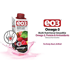 EO3 Omega-3 Multi-Nutritional Fruit Smoothie | 100% Cod Liver Oil | Whey Protein, Vitamins, Antioxidants| Gluten Free, No Added Sugar, No Preservatives | Ready-to-Drink | 6 Pack, 8.4 Fl Oz