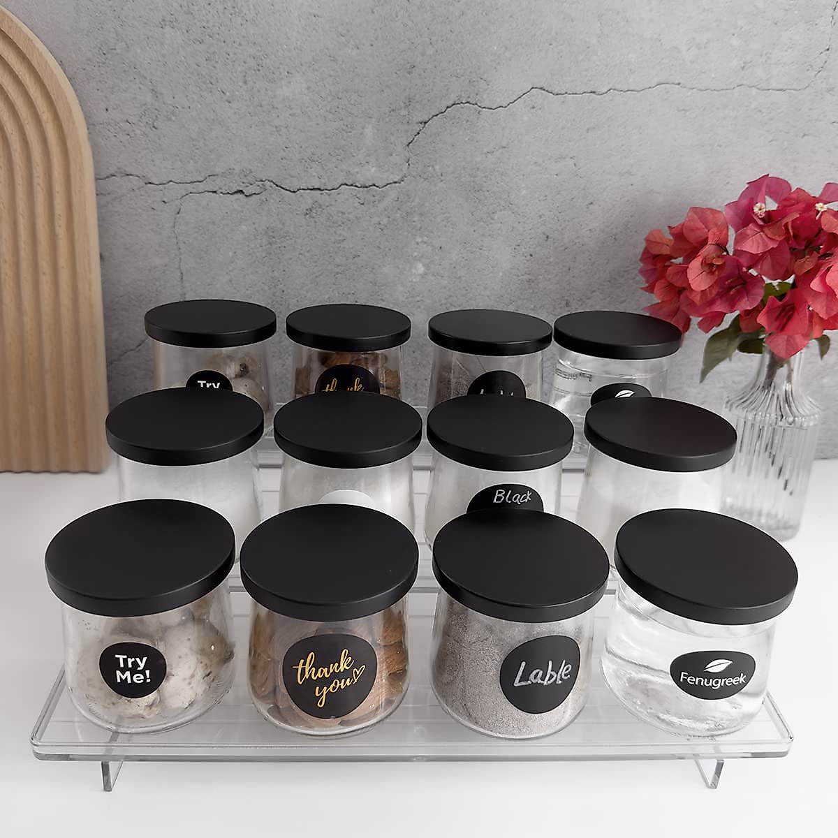 Oui Yogurt Jar Lids metal - 12 Pack Oui Lids Black lids with gasket for Yoplait Yogurt Container…