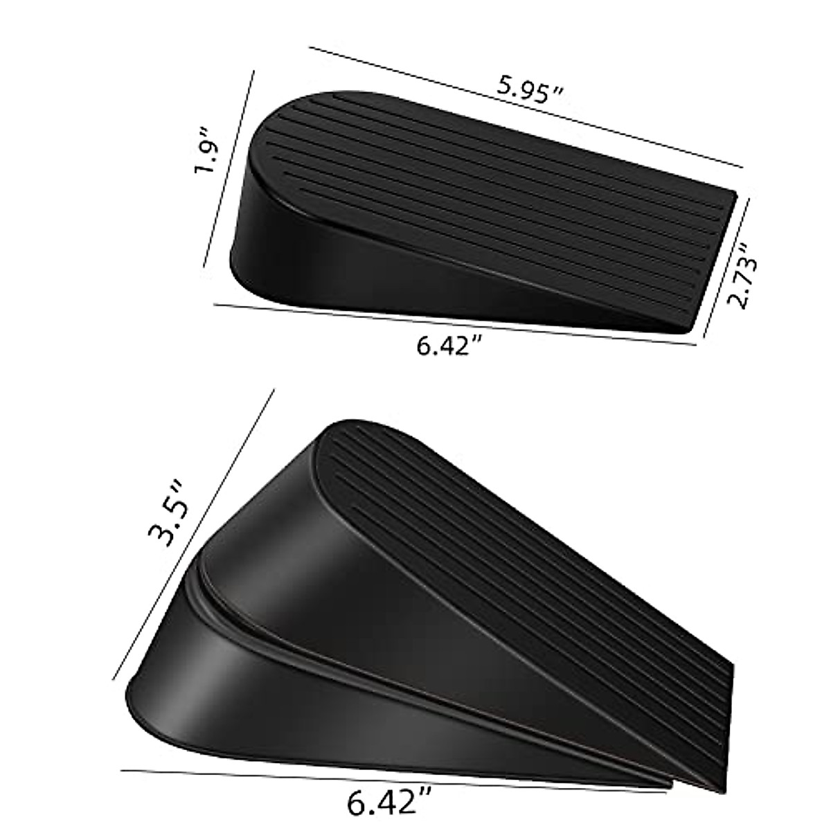 EIOUMAX Big Door Stopper, Heavy Duty Rubber Door Stop Wedge,Multi Surface Design,Non-Scratching Door Stop 2 Pack