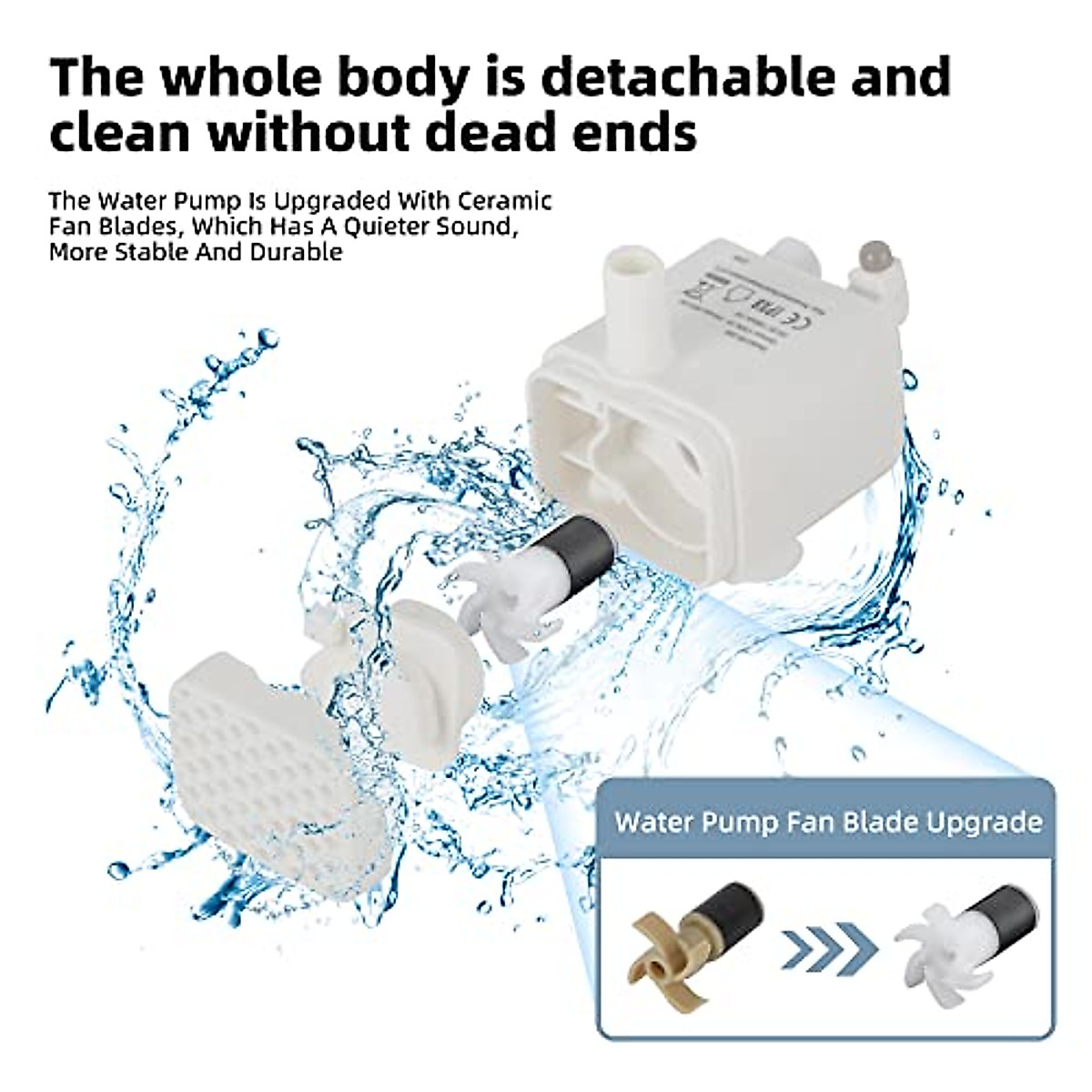 Water Pump For Cat Water Fountain, NAYELF Replacement Pump for Pet Water Fountain for Cat Inside with Smart Power-off Indicator Light 5V Low-energy Ultra-quiet